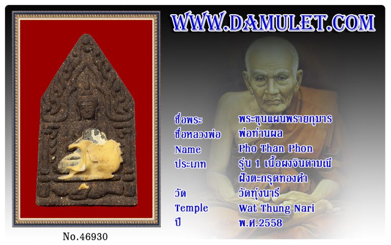 พระขุนแผนพรายกุมาร พ่อท่านผล วัดทุ่งนารี พ.ศ.2558 – D-AMULETS บัตรรับรองพระแท้